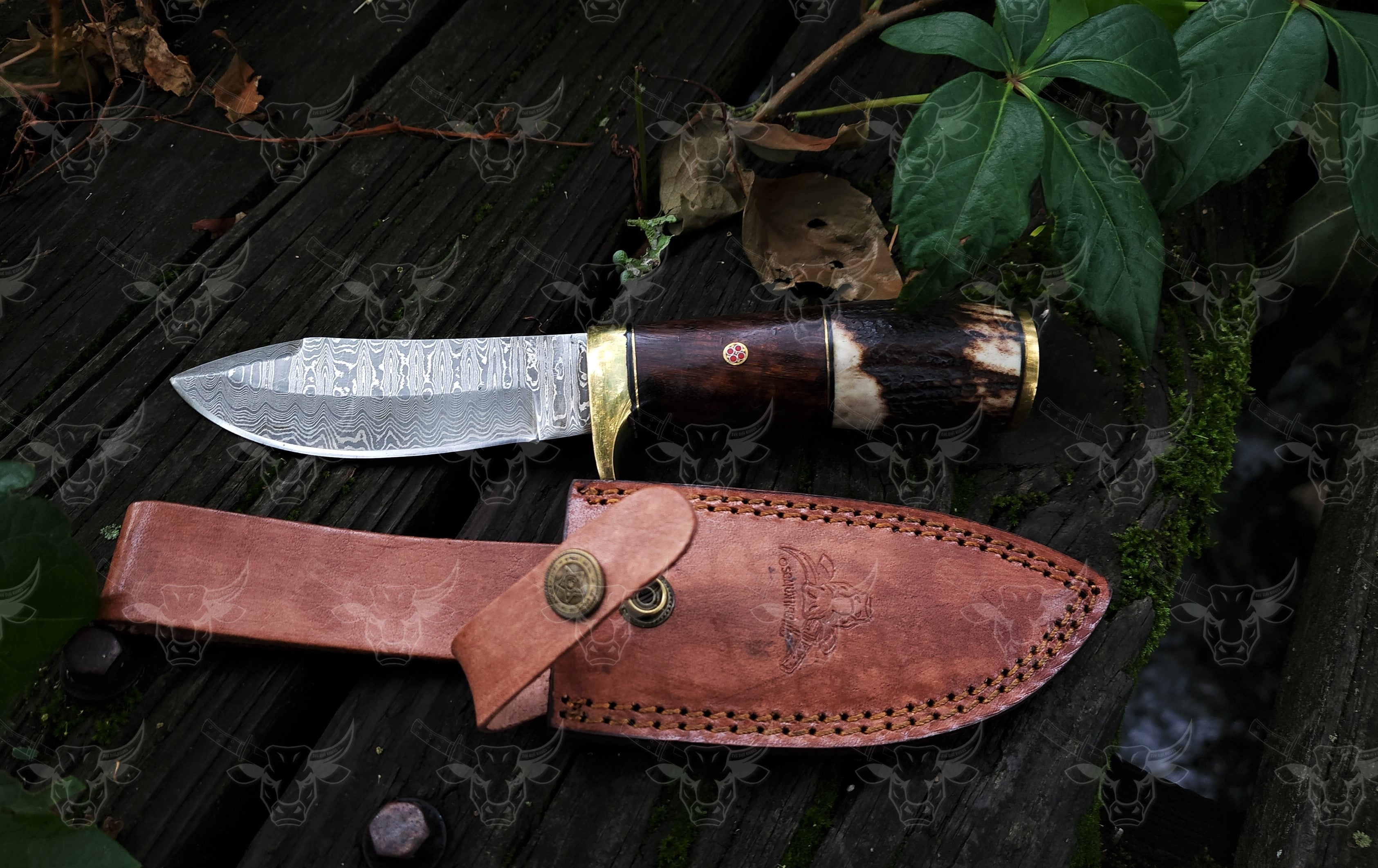 EBK-12 Handforged Damascus steel knife, hunting knife, Personalized kn ...