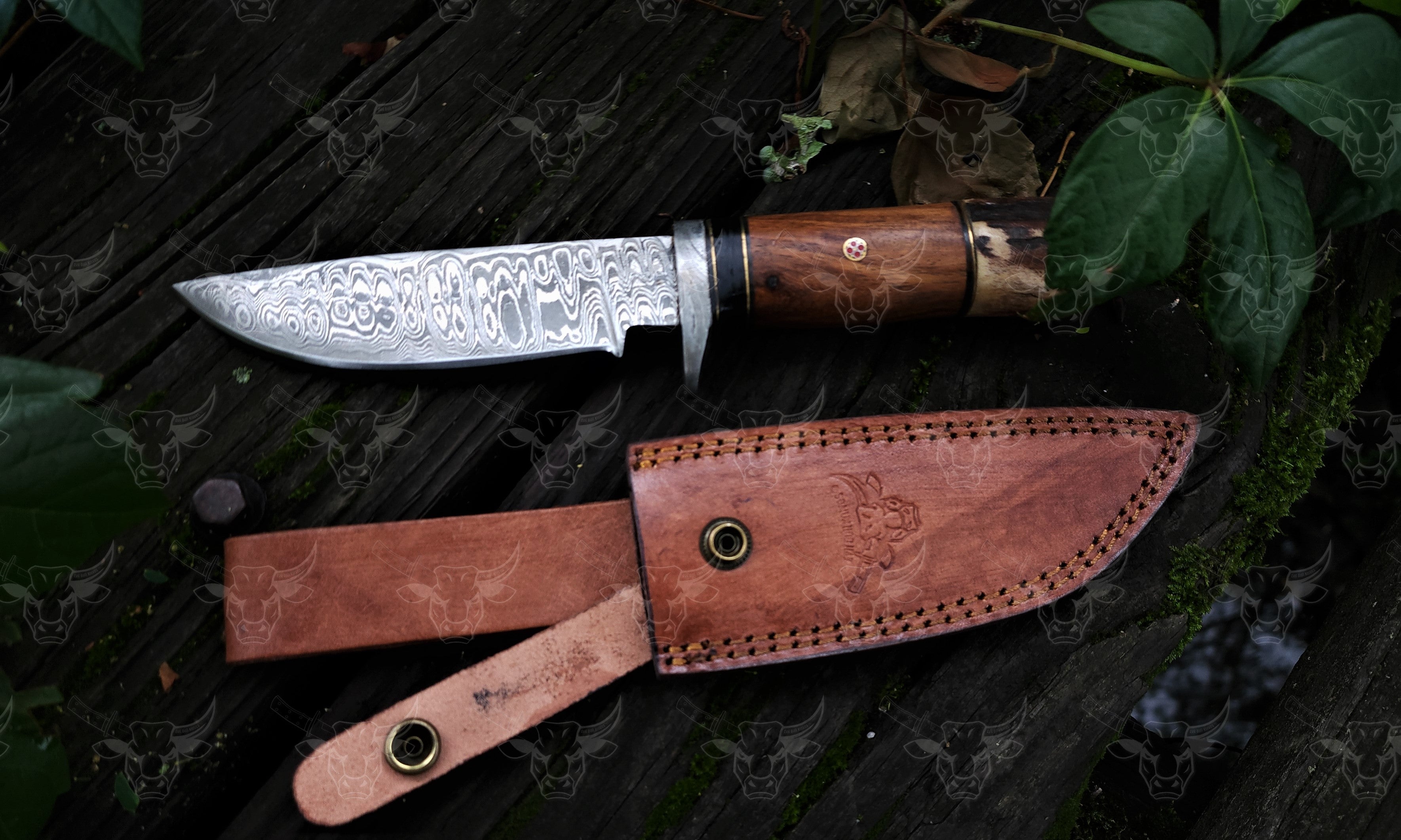 EBK-16 Handmade damascus steel knife, fixed blade knife – Evilbullknives