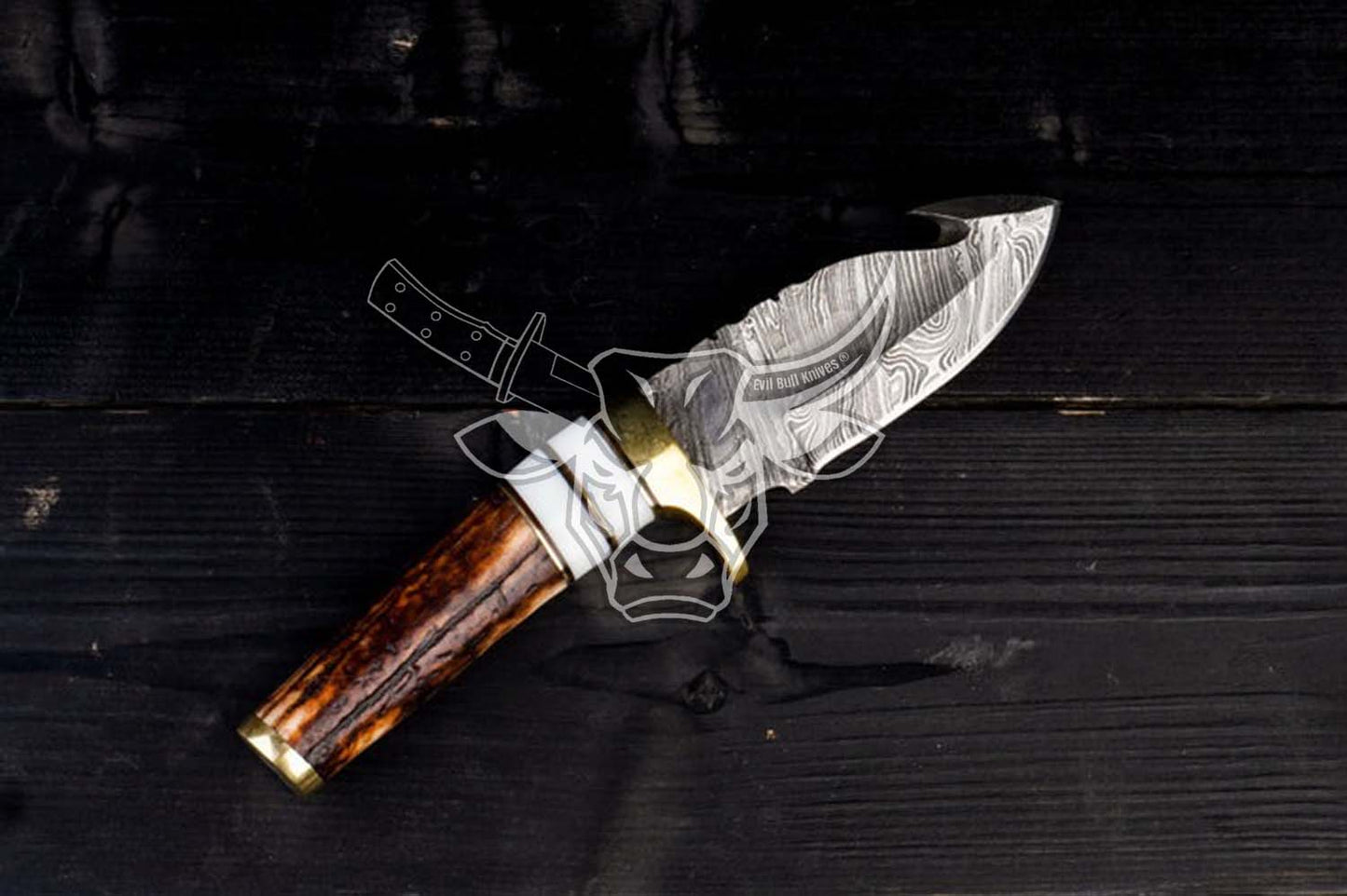 EBK-71 Hand Made Forged Damascus Steel - Knife With Hook Edge - Handle ...