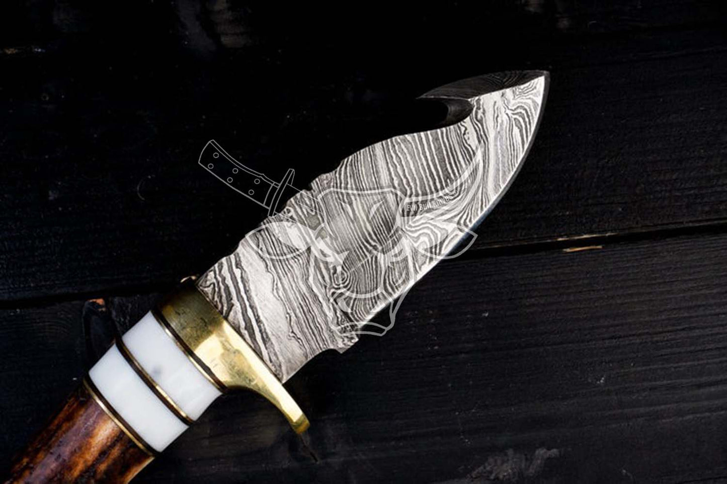 EBK-71 Hand Made Forged Damascus Steel - Knife With Hook Edge - Handle ...